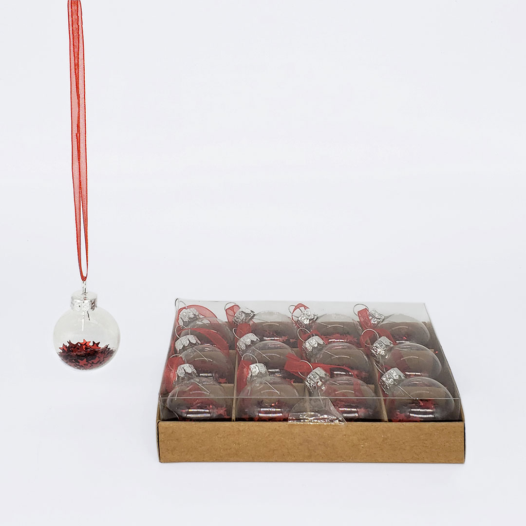 Shop Mini Glass Balls With Stars Set Of 12 - Red Online | Bed Bath N' Table
