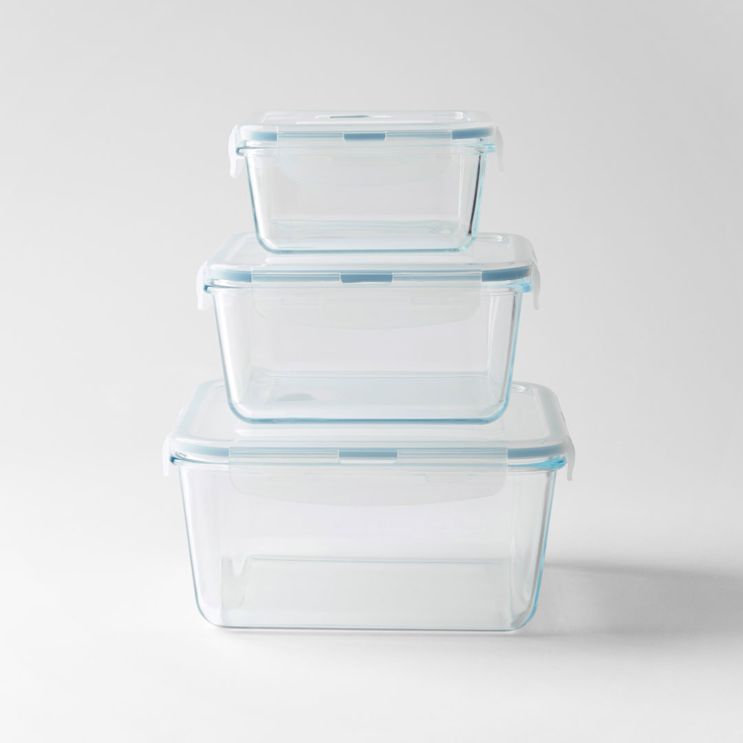 CLIP LOCK Storage Container Square Set of 3 | Bed Bath N' Table