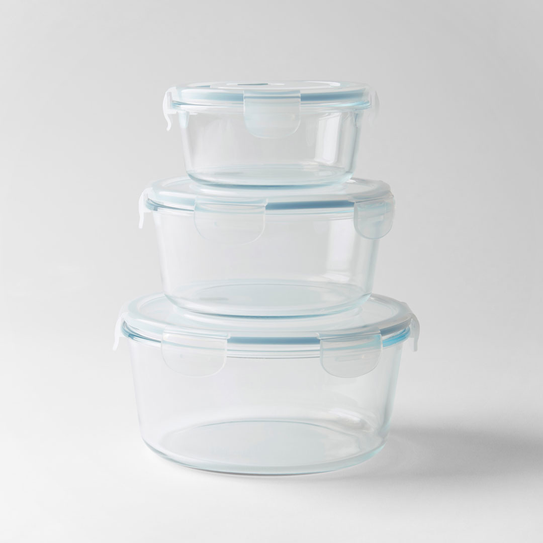 CLIP LOCK Storage Container Round Set of 3 | Bed Bath N' Table